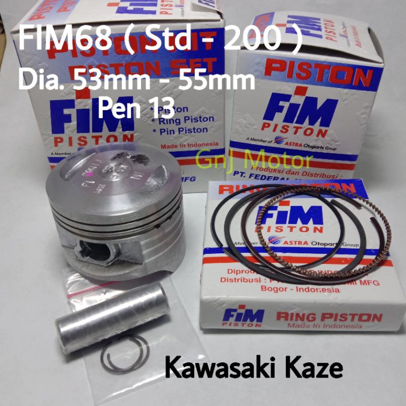 Piston piston set FIM kawasaki kaze pin 13 dm 53, 53.5, 54, 54.5, 55 mm ...