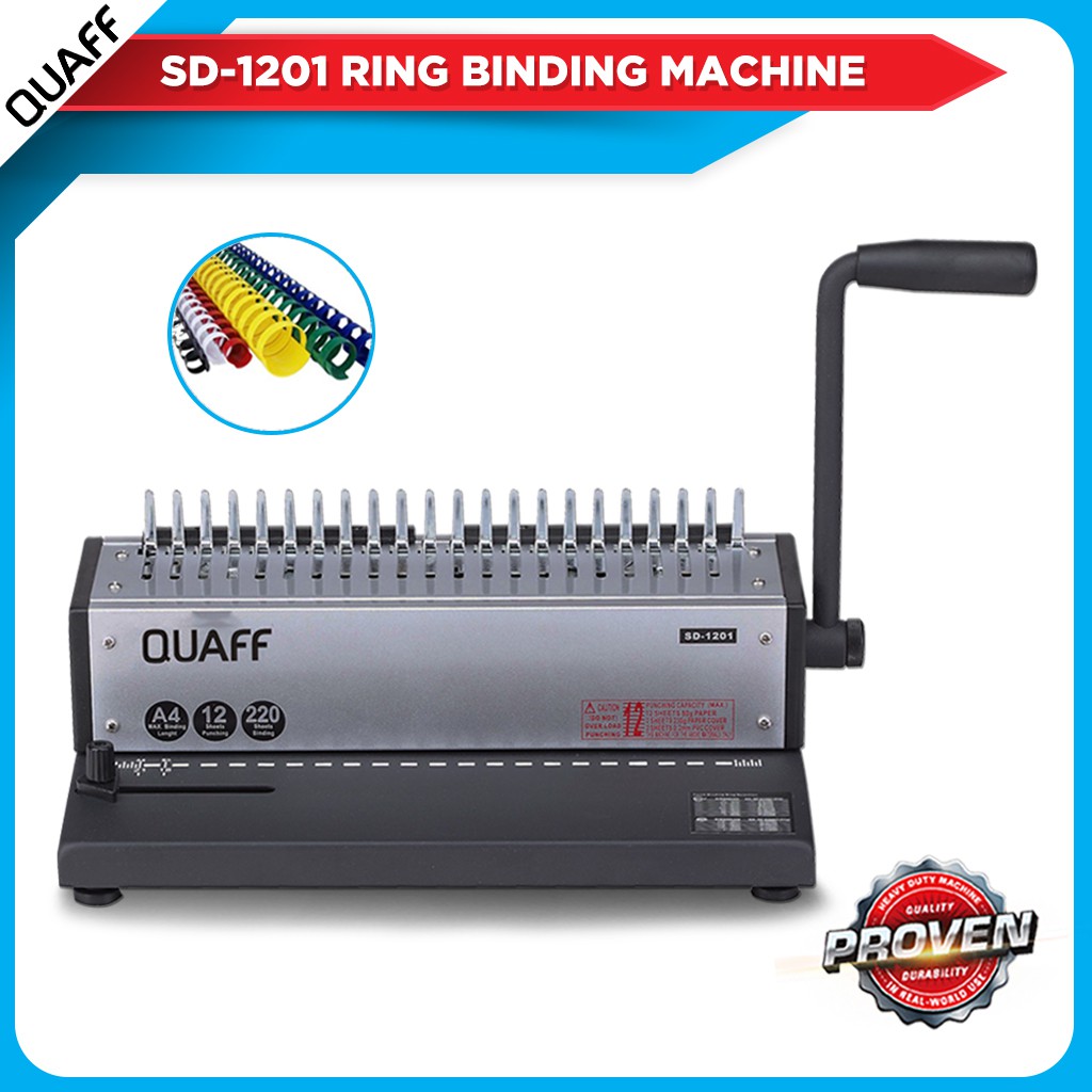 Promo QUAFF Binding Machine A4 Ring Binding Machine / Spiral Binding Machine / Wire Binding ...