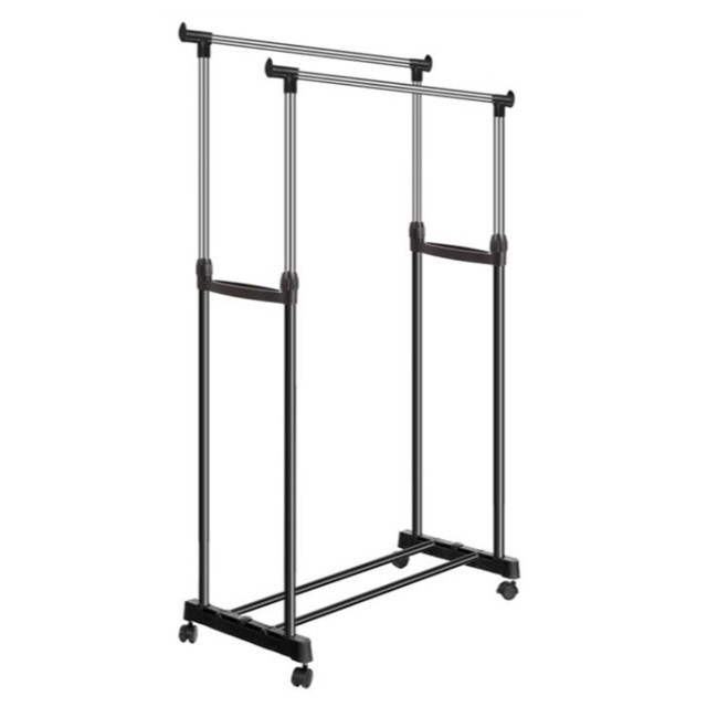 Adjustable Double Pole Clothes Rack Stainless Steel | Shopee Philippines