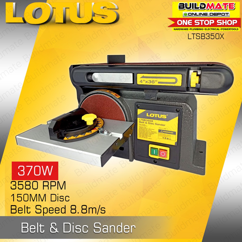 Buildmate x LOTUS Belt and Disc Sander 150mm 370W Multi-Position Cast ...