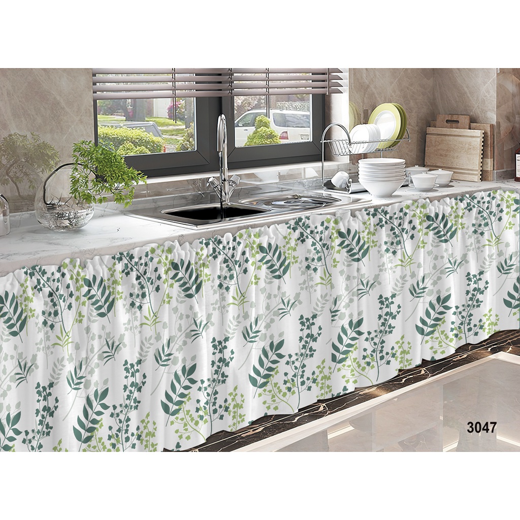 Modern Design Light Color Floral Design Lababo Kitchen Sink Curtain ...
