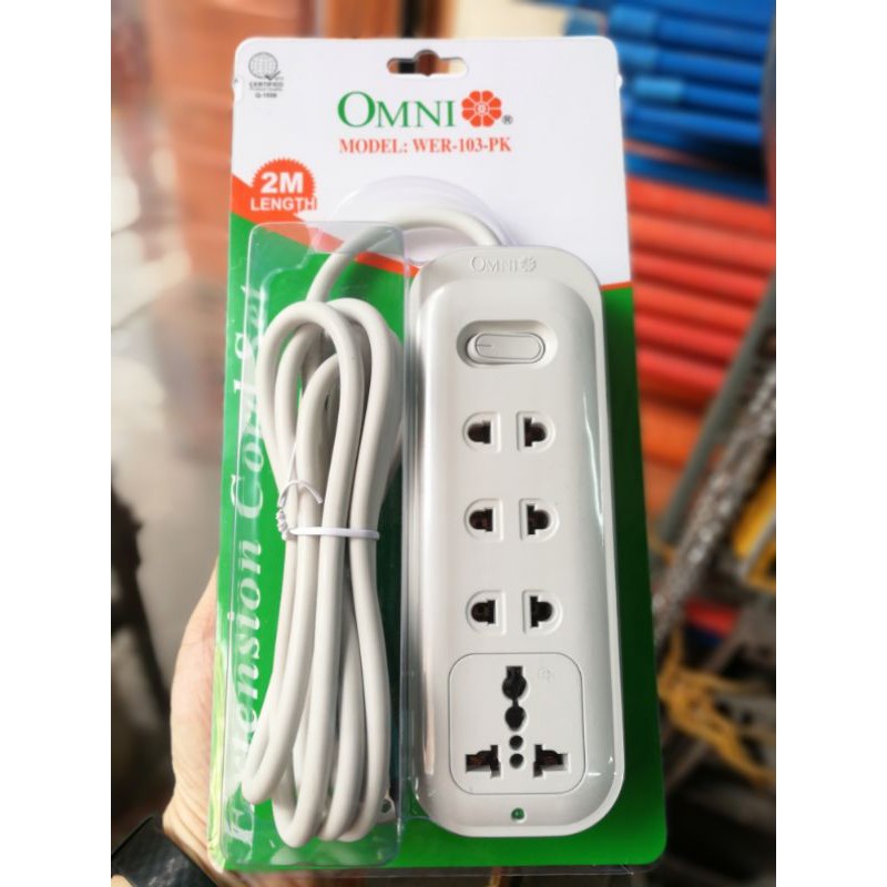 Omni 4 Gang Extension Cord / Wire w/ Switch 2 Meters WER-103-PK ...