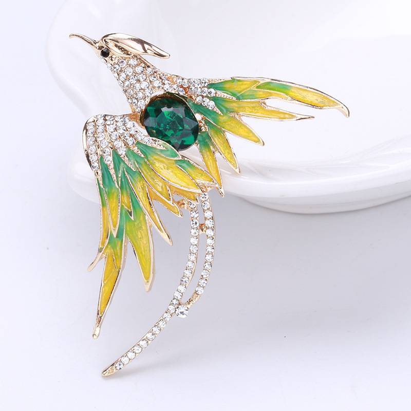 New Enamel Phoenix Brooch Retro Creative Clothing Pins Rhinestone ...