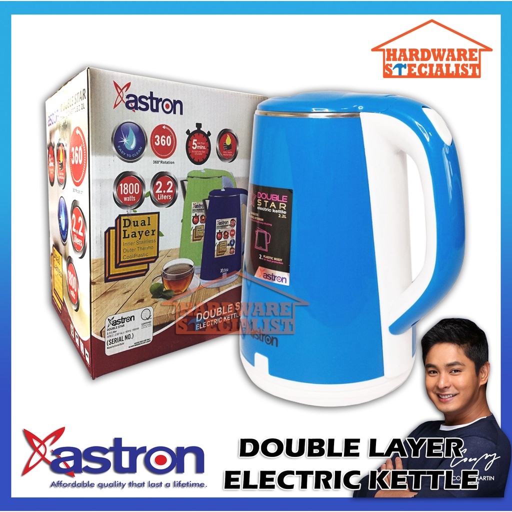 Astron Double Star Layer Electric Kettle Dual Layer 2.2 Liters | Shopee ...