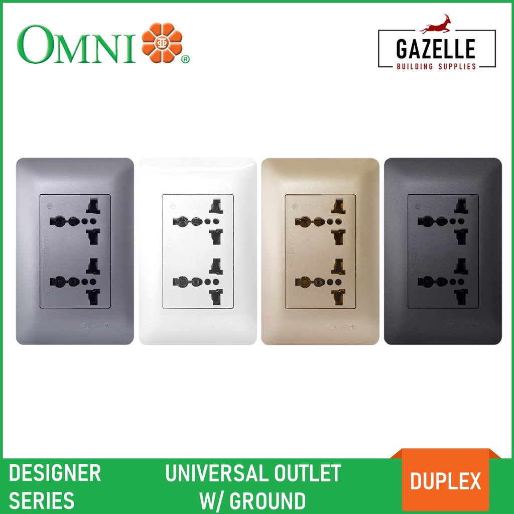 Omni Designer Series Universal & USB Outlets 16A 1 / 2 / 3 Gang Ivory ...