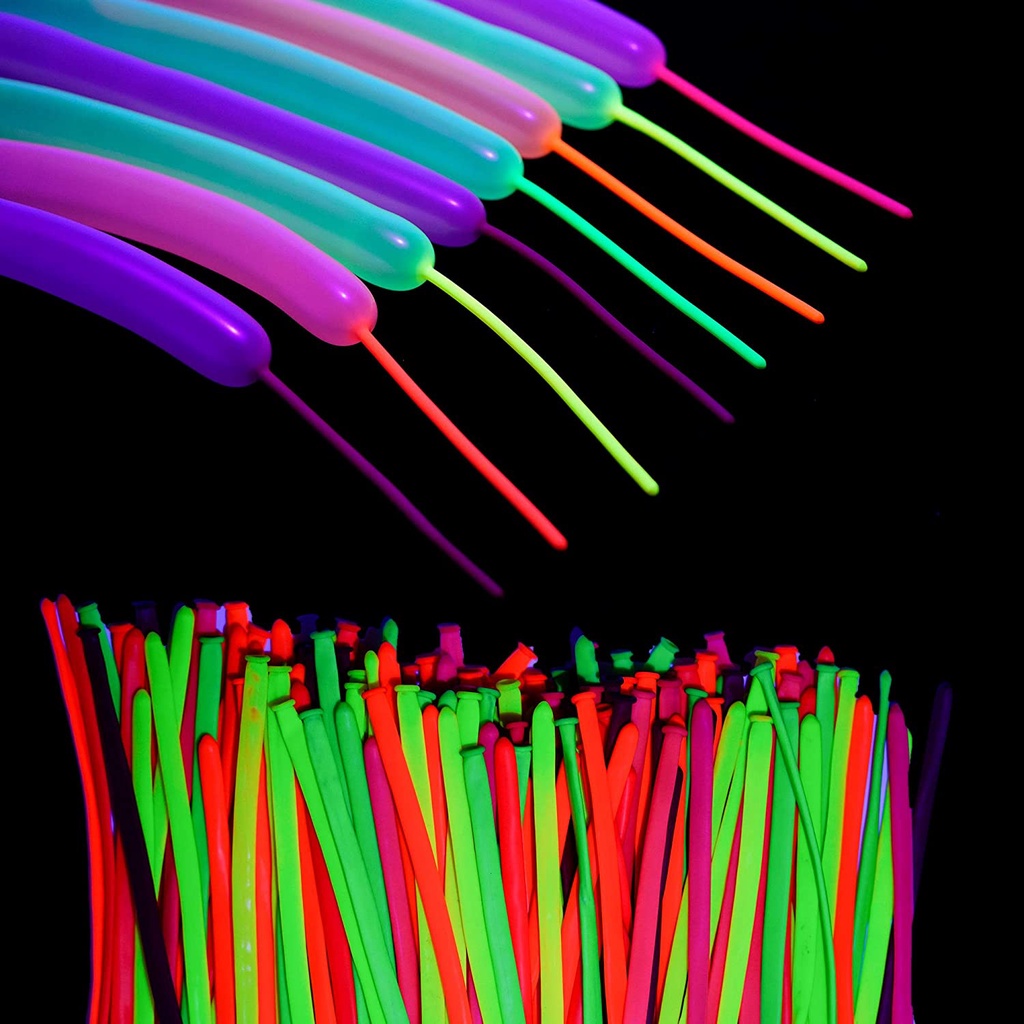 Thicken 120 Magic Balloons 100 Pack Neon Glow Balloons Long Strip UV ...