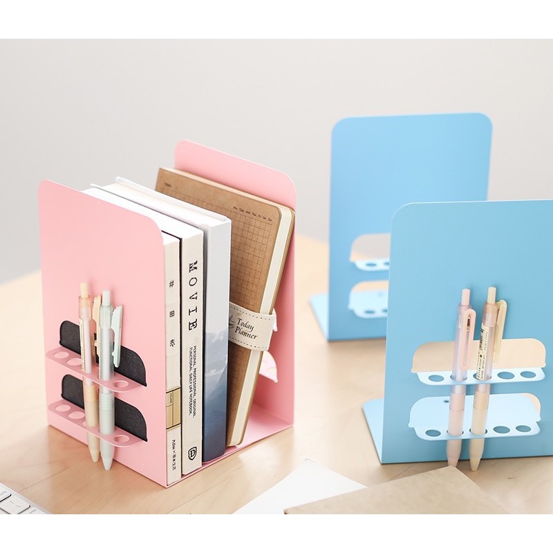 LSY 2pcs Japanese Style Book Stand Book Ends With Pen Holder | Shopee ...