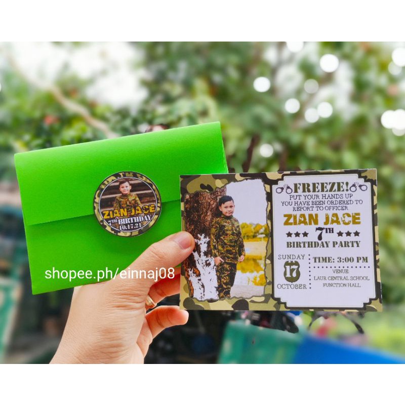 Camouflage Police Military theme Invitation - 3R size | Shopee Philippines
