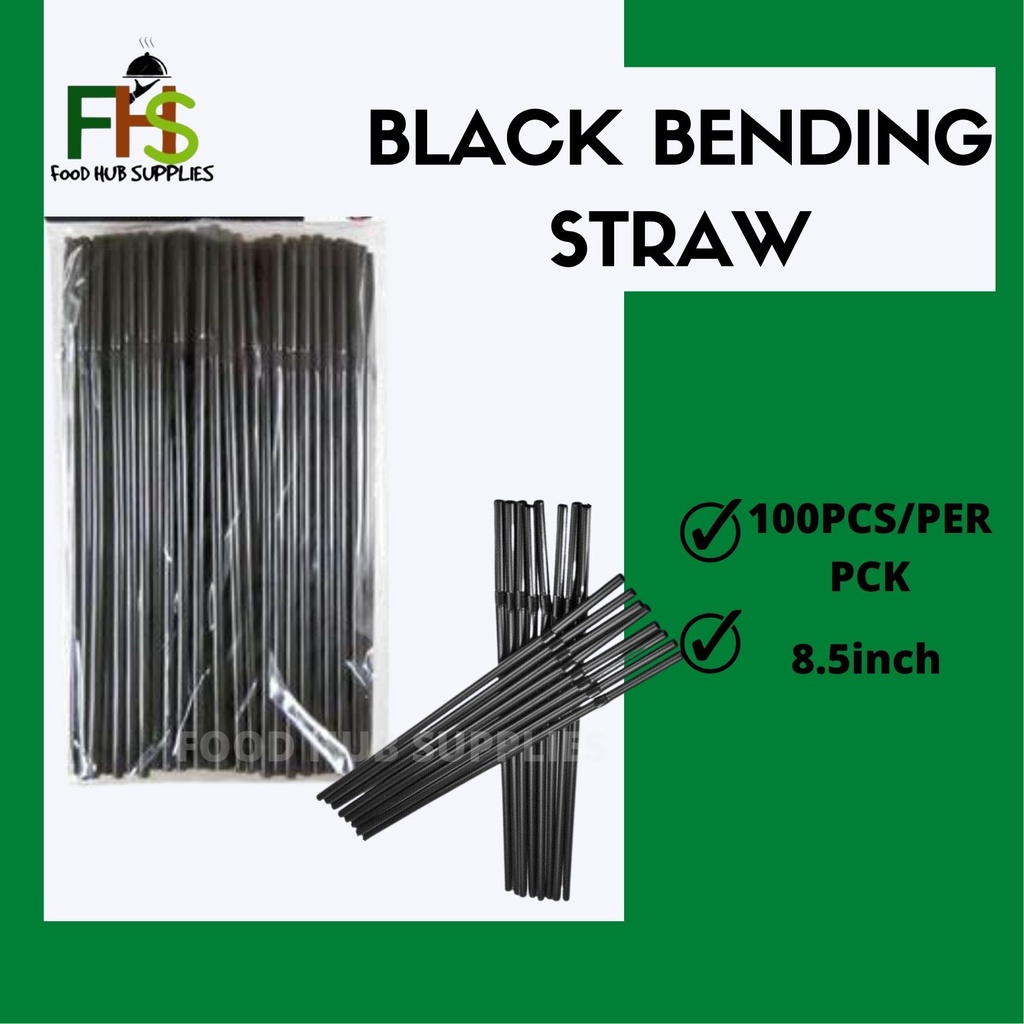 Black Bending Straw 100pcs | Shopee Philippines