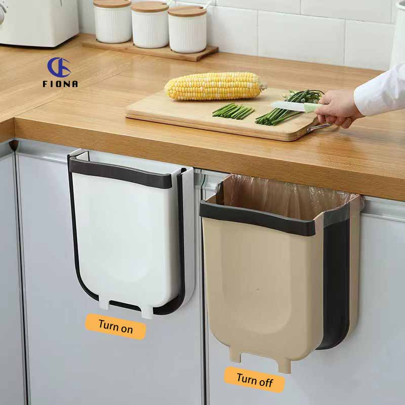 Foldable Kitchen Trash Bin Trash Can Wall Mounted Hanging Garbage Bin ...