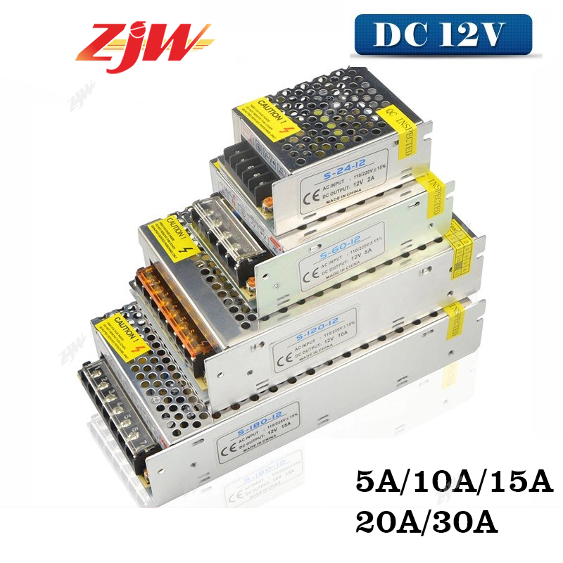 ZJW 12V 5A/10A/20A/30A Centralized Power Supply 12V Power Adapt AC TO ...