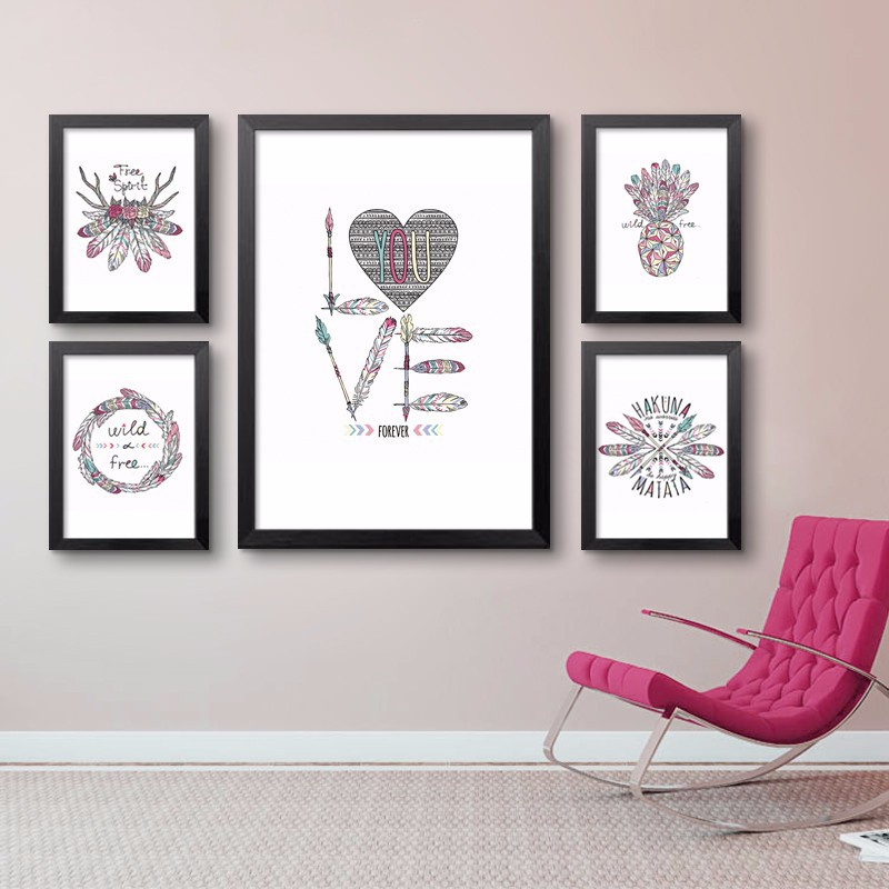 Wild And Free Arrows With Feathers Canvas Painting No Frame Home Room ...