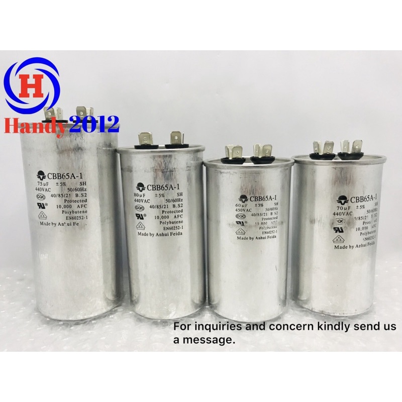 Aircon Single Capacitors (60uf, 65uf, 70uf, 75uf, 80uf) | Shopee ...