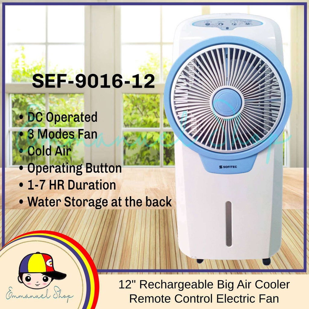 Big Rechargeable Fan w/ Remote DC Operated Portable Fan Big Fan Sofitec ...