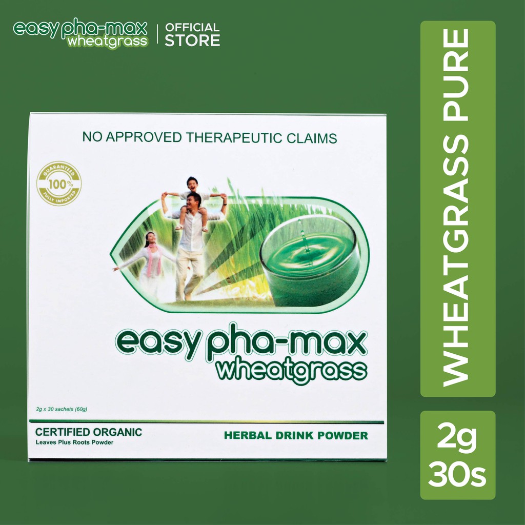 Easy Phamax Wheatgrass Pure Herbal Drink Powder 30s Halal Certified ...