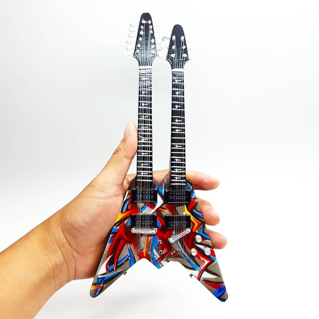 Miniature Guitar Dean Flying V Double Neck Dave Mustaine MEGADETH ...