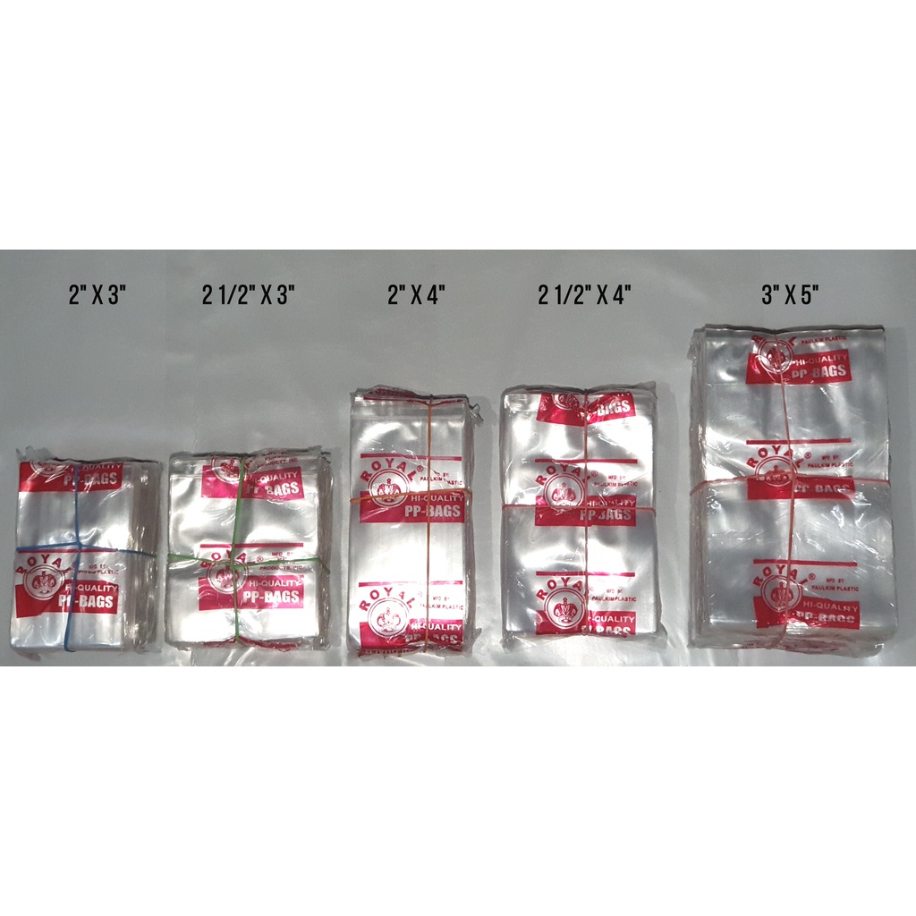 Royal PP Plastic Bags (2x3 / 2.5x3 / 2x4 / 2.5x4 / 3x5 ) - 5 packs ...
