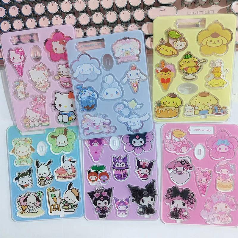 7Pcs Sanrio Cosplay Key Chains Two-sided Keychain Acrylic Pendant ...
