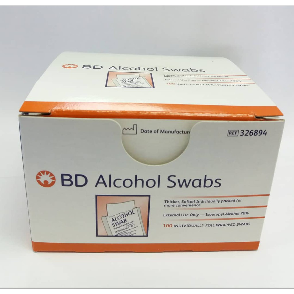BD Alcohol Swabs 100 Individually Foil Wrapped Swabs | Shopee Philippines