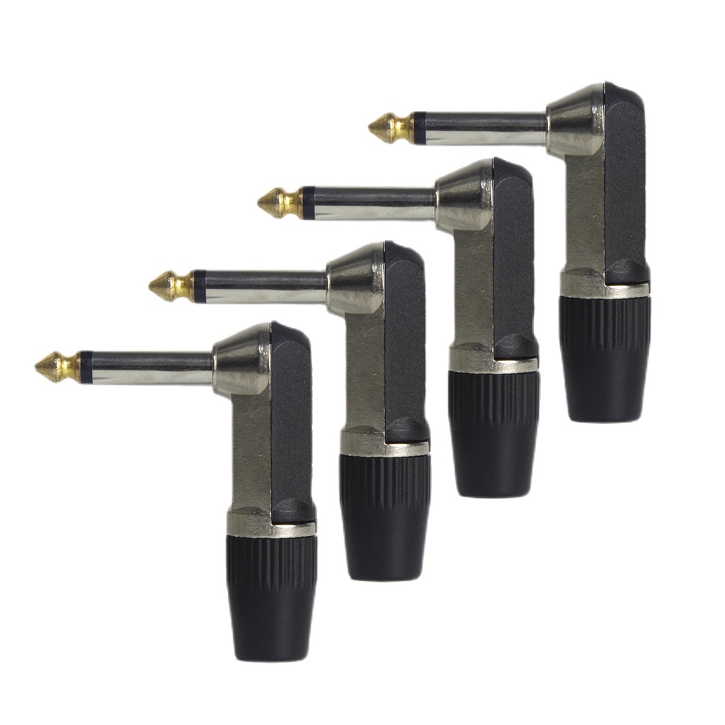 FLEOR 4PCS L-type 1/4 inch 6.35mm Guitar Mono Jack Right Angle Male ...