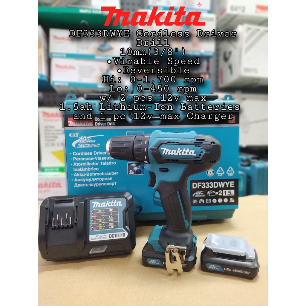 Makita DF333DWYE 12Vmax CXT Cordless Driver Drill 10mm (3/8") | Shopee ...