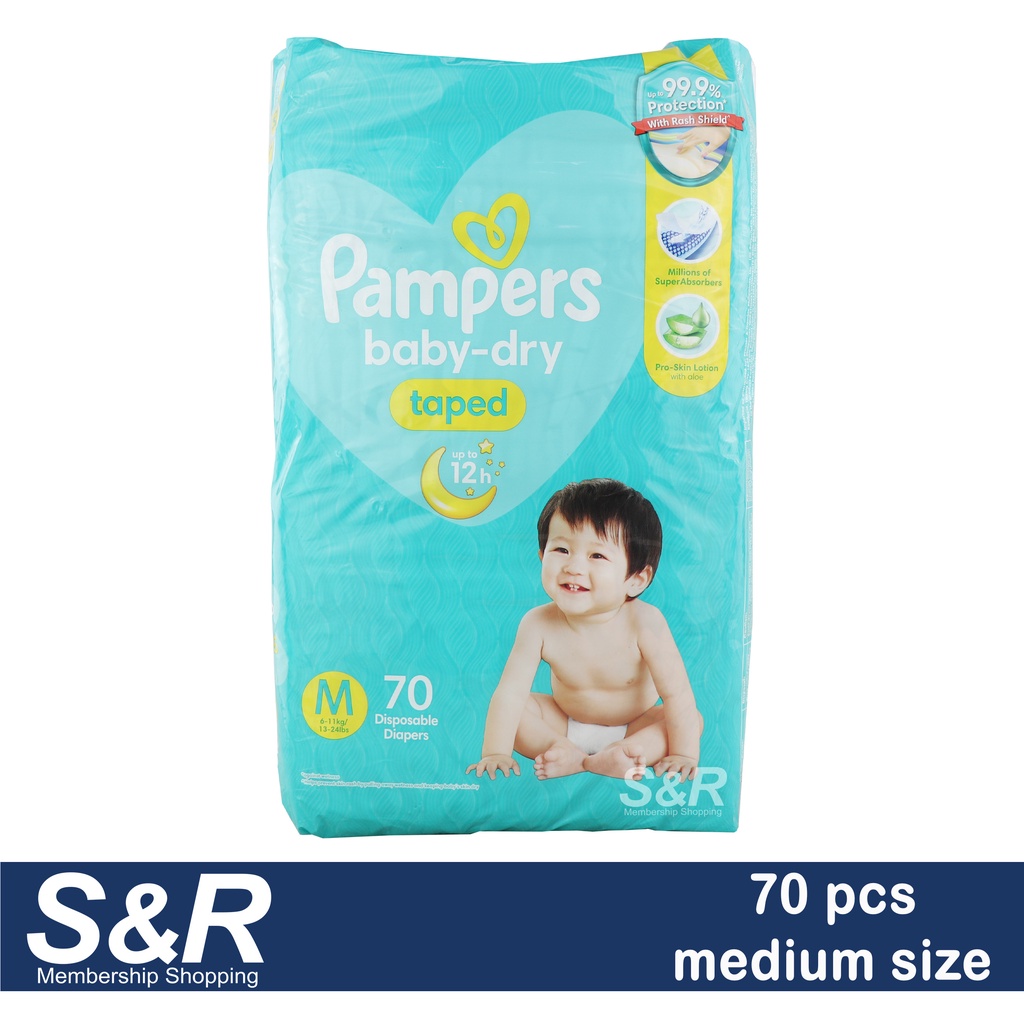 Pampers Baby-dry Medium Taped Disposable Diapers 70pcs | Shopee Philippines
