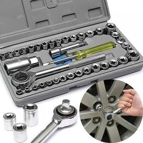 JK MALL 40 Pcs Auto Repair Hand Tool Combination Socket Wrench Set ...