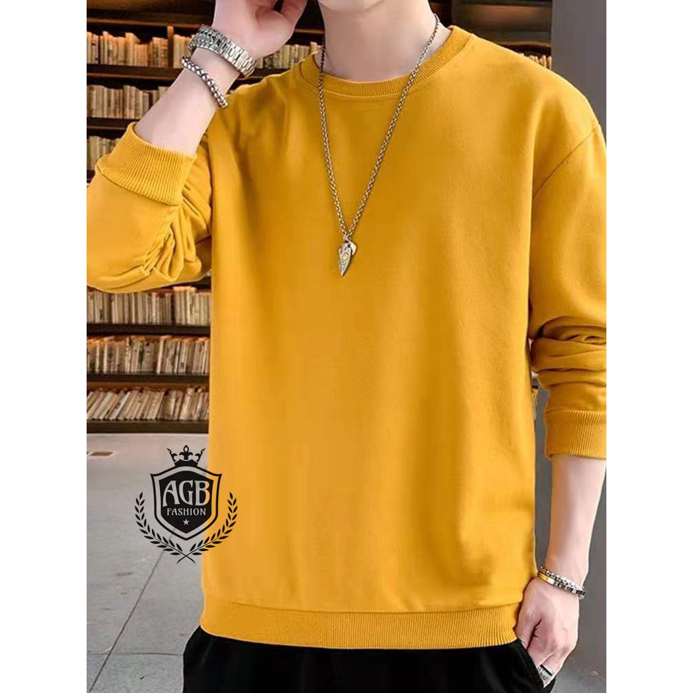 Pure Color Unisex Sweater Longsleeve Sweatshirt Crewneck Knit Trending ...