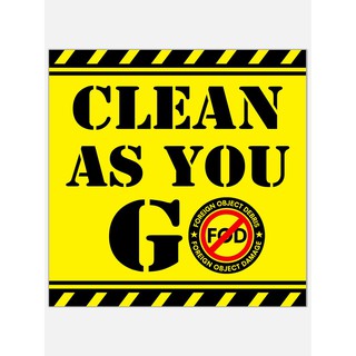 Clean As You Go Signage (Laminated Signage and Waterproof Vinyl Sticker ...