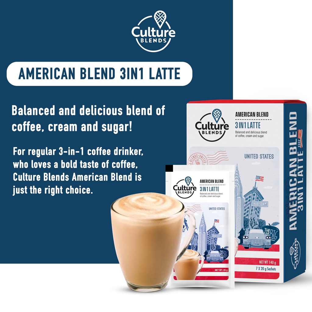 CULTURE BLENDS American Blend 3in1 Latte Coffee 20g x 7 sachets ...