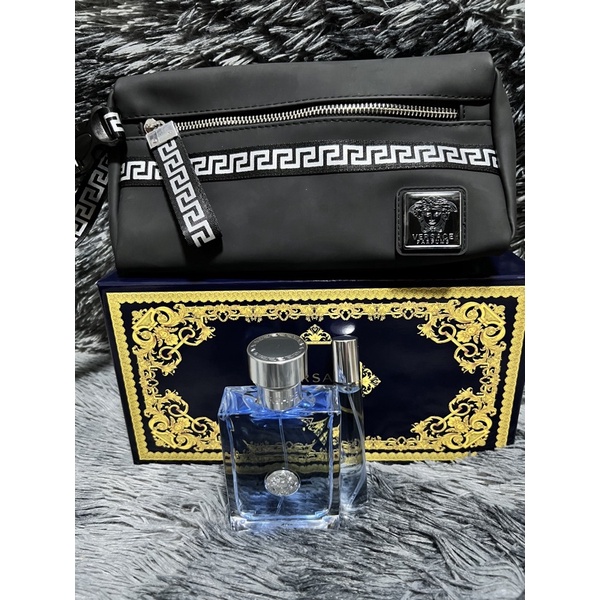 Versace Pour Homme Set black trousse+10ml travel spray+ 100ml | Shopee ...