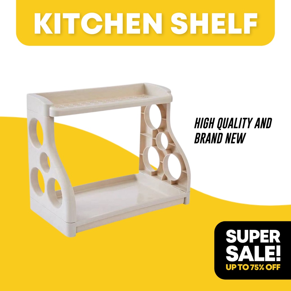 Original Double Layer Plastic Kitchen Shelf Condiments Dishes Rack ...