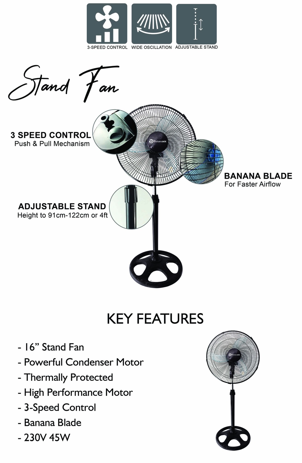 Dynamex Stand Fan Blue Electricfan 16'' | Shopee Philippines