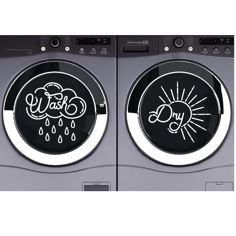 Cloud Dry Wash Rain Sun Vinyl Decal Laundry Room Decal Sticker Washer ...