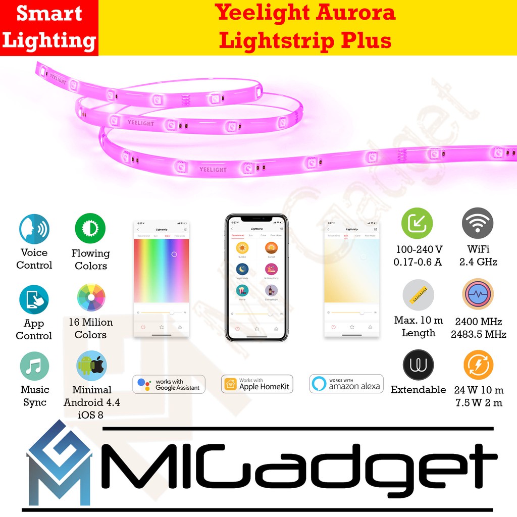 Yeelight Aurora Lightstrip Plus 2M RGB Light Strip Extendable | Shopee ...