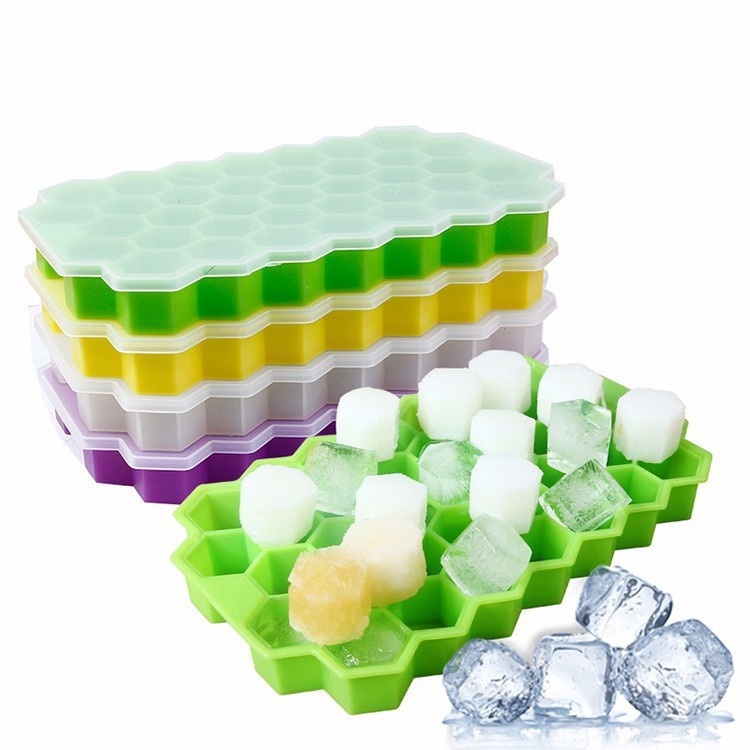 37 Grids Silicone Ice Cube Molder Tray Fruit Popsicle Maker with Square ...