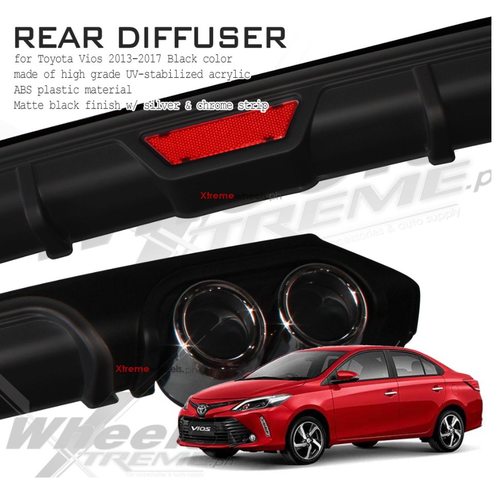 Toyota Vios 2013-2017 Rear Bumper Lip / Rear Diffuser Matte Black ...