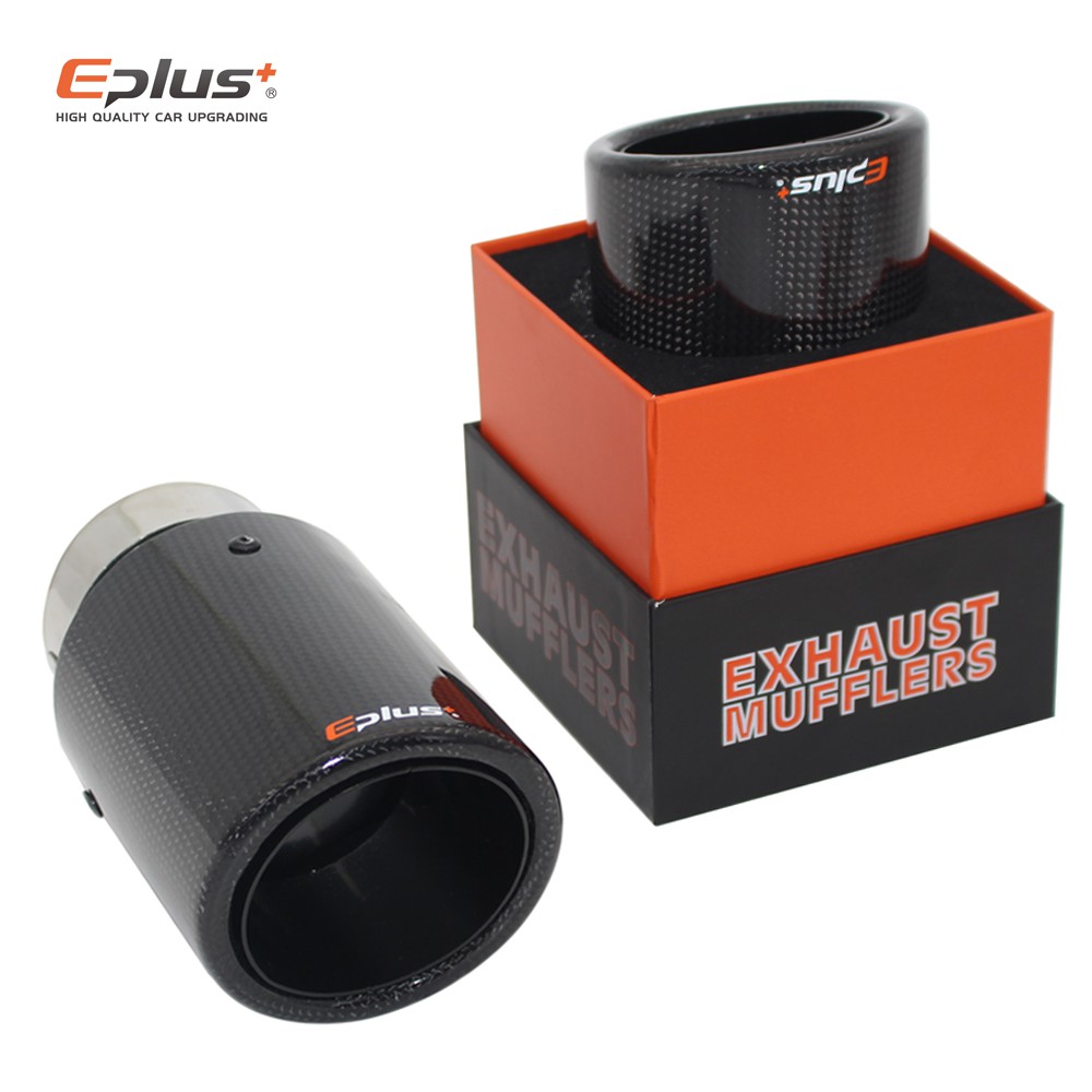 EPLUS Car gloss Carbon fiber Muffler Tip Exhaust System Universal ...