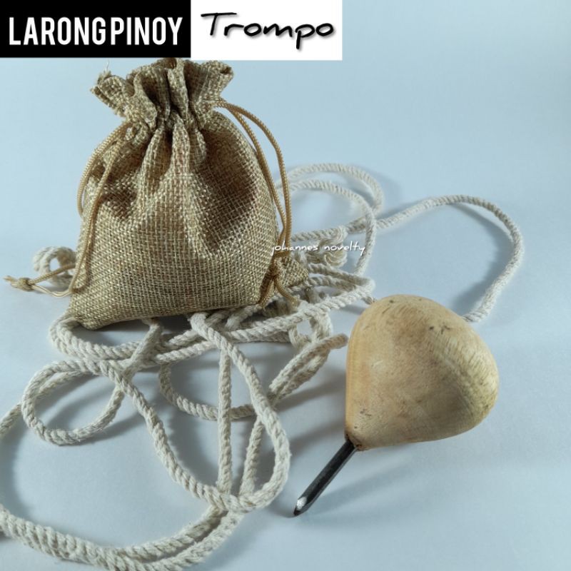 Wooden Pinoy Trompo Spinning Top with Jute Pouch | Shopee Philippines