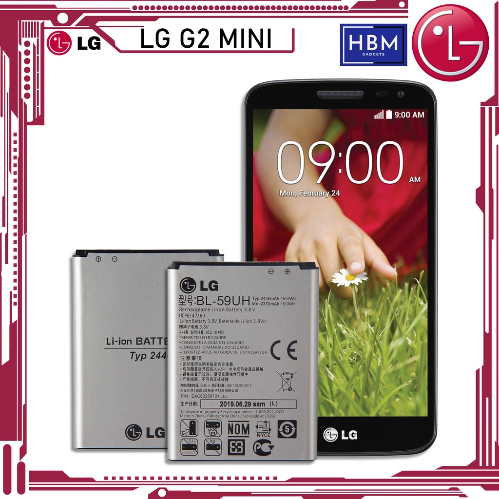 Original LG G2 Mini Battery, Model: BL-59UH High Quality (2440mAh) ORIGINAL LG BATTERY | Shopee ...