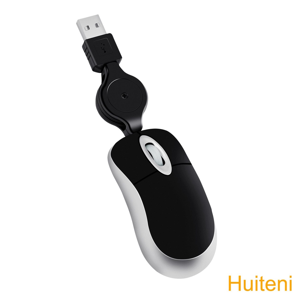 Lovely Mini Wired Mouse Retractable USB Cable Ergonomic Office Computer ...