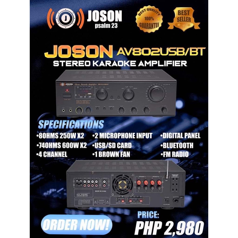 JOSON AV802 USB/BT Stereo Karaoke Amplifier | Shopee Philippines