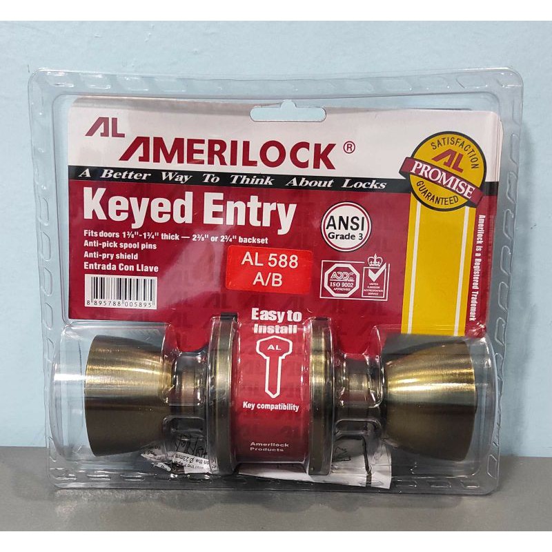 Amerilock door knob lock set keyed entry with 3 keys lockset | Shopee ...