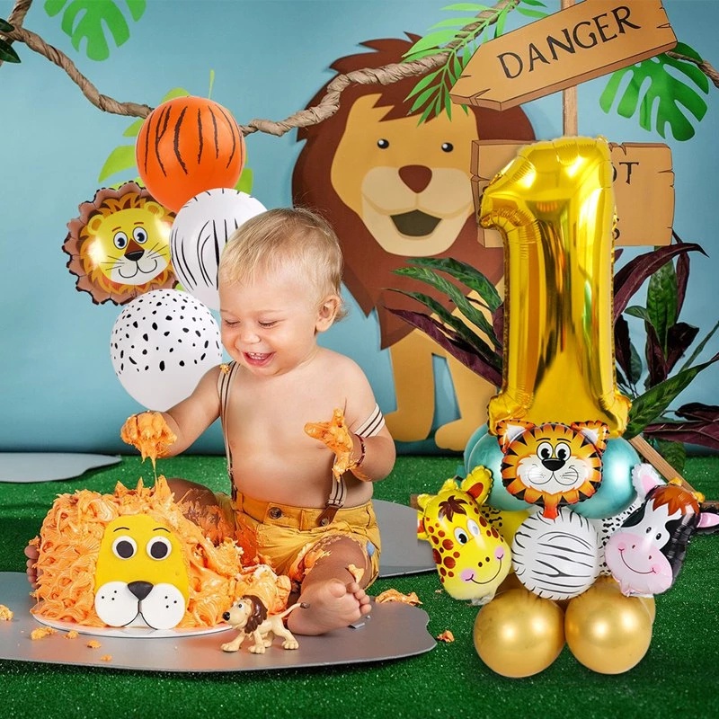26Pcs Jungle Safari Animal Head Balloons Set Jungle Birthday Balloons ...