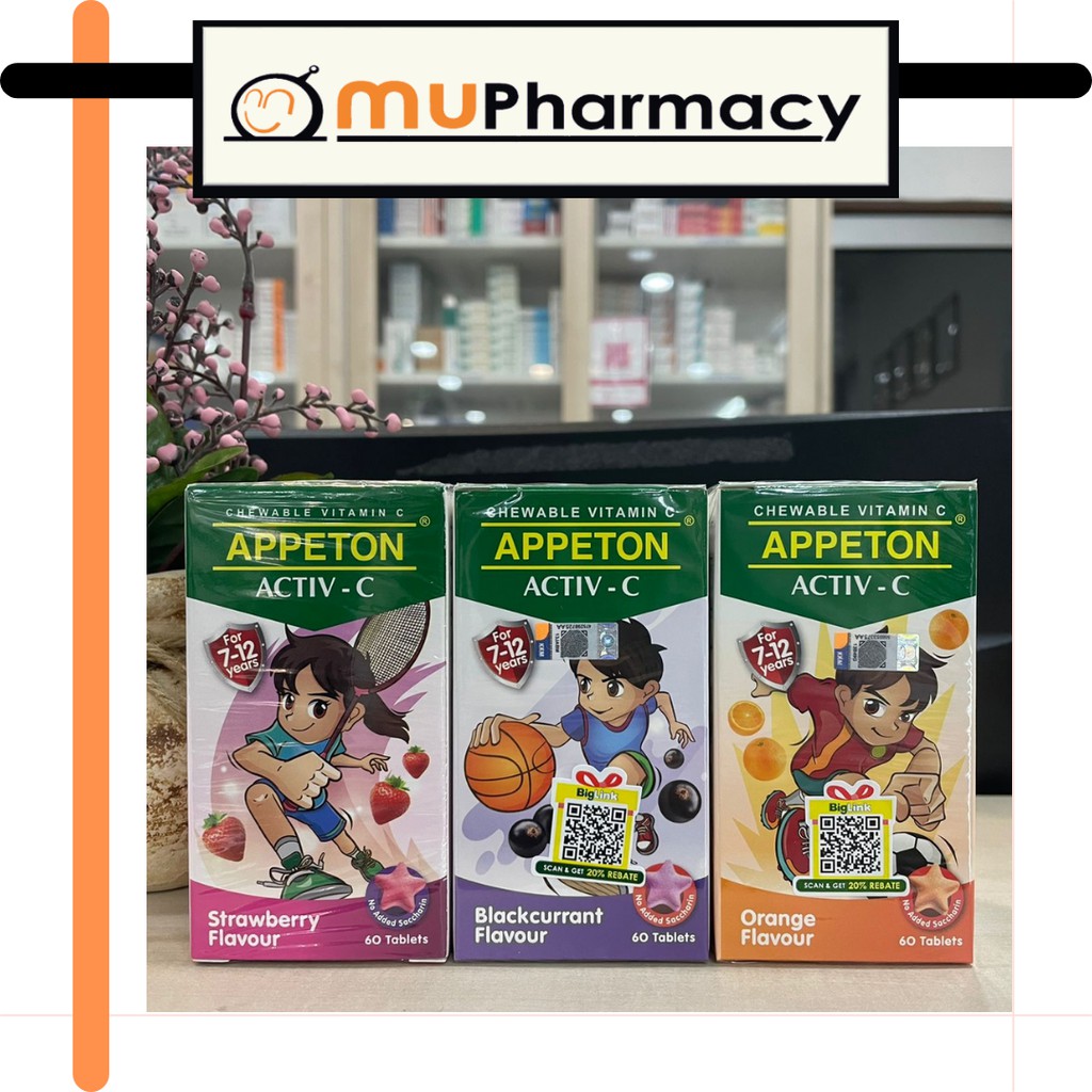 Appeton Activ-C for 7-12years 60 tablets (Orange/Strawberry ...