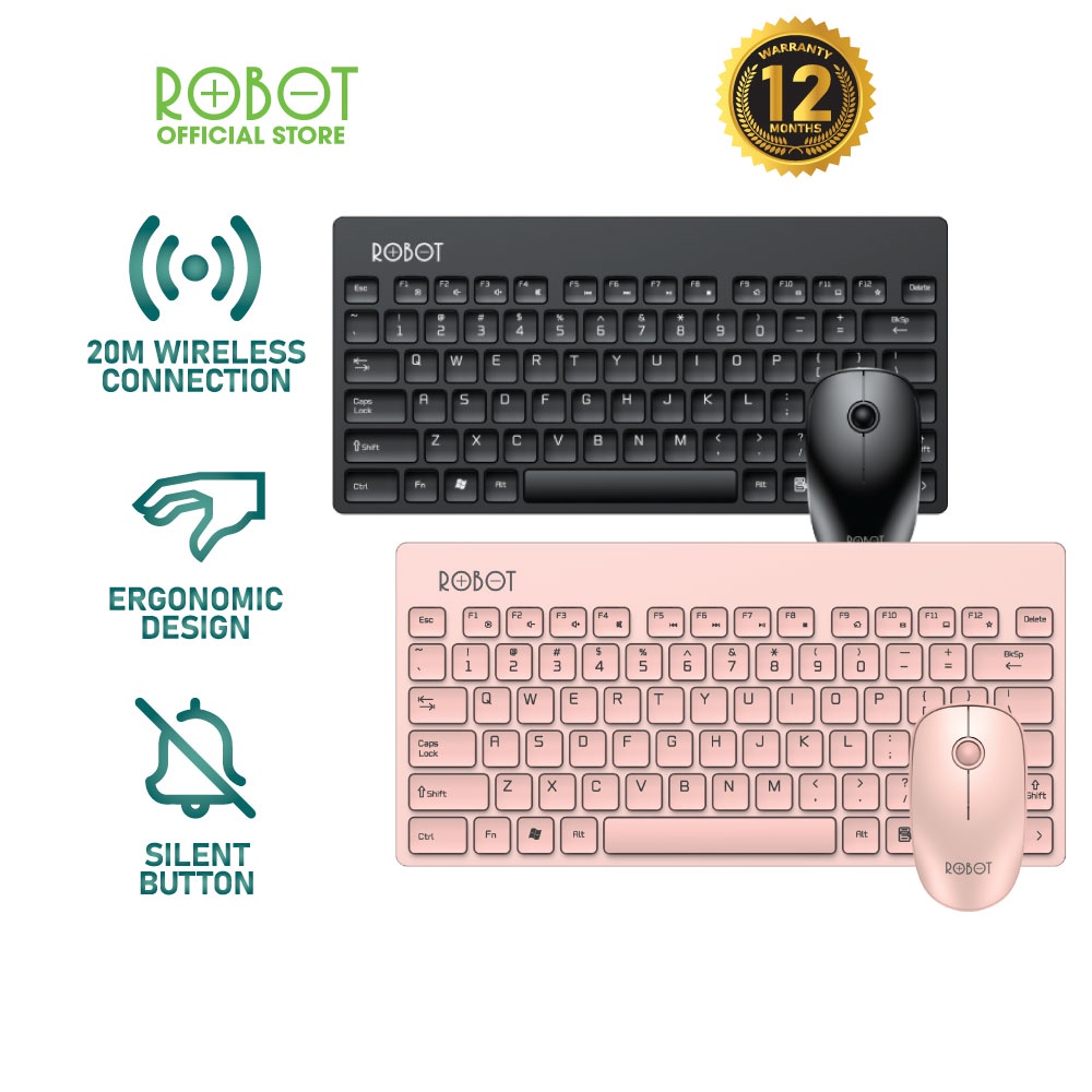 ROBOT KM3000 Keyboard Wireless with Combo Optical Mouse USB Receiver ...