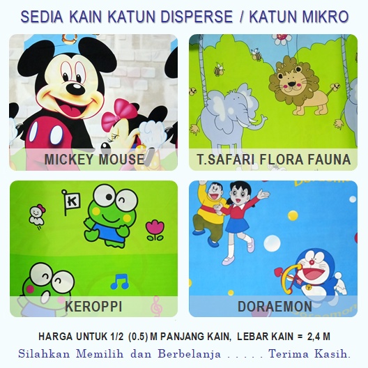 MICKEY MOUSE MOTIF Polymicro Fabric, SAFARI GARDEN ( FLORA FAUNA ...