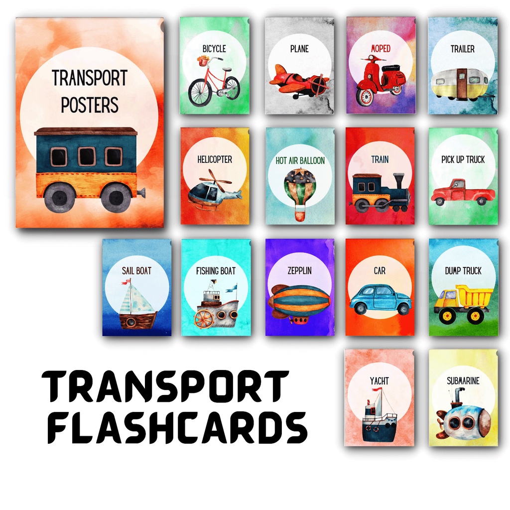 Transportation Vehicles Flashcards, Laminated | Shopee Philippines