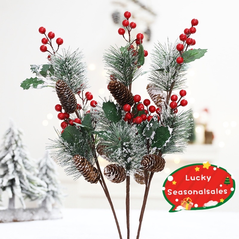 Red Christmas Berries Beans Artificia Flowers HomeDecor | Shopee ...