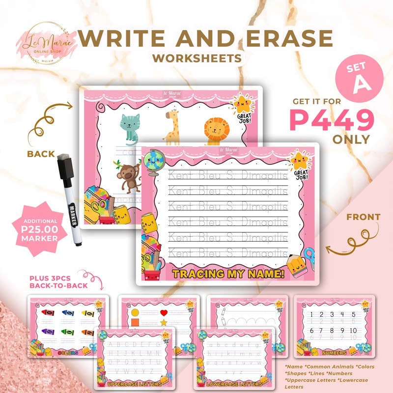 SET A Write and Erase Tracing Writing Personalized Name Tracing ...